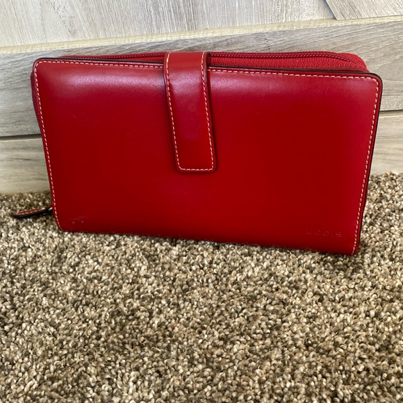 Lodis | Bags | Loris Red Leather Audrey Deluxe Checkbook Clutch Wallet ...